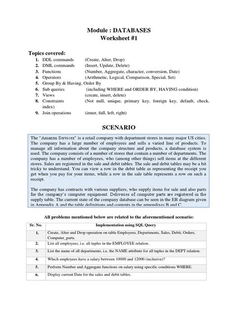 database worksheet 1 1 pdf information science computer data