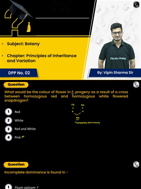 Principles Of Inheritance And Variation Dpp Notes Lakshya Neet 2025 Pdf
