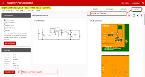 WEBENCH Tools LMR Unable To Print Electrical Simulation Report Simulation Hardware
