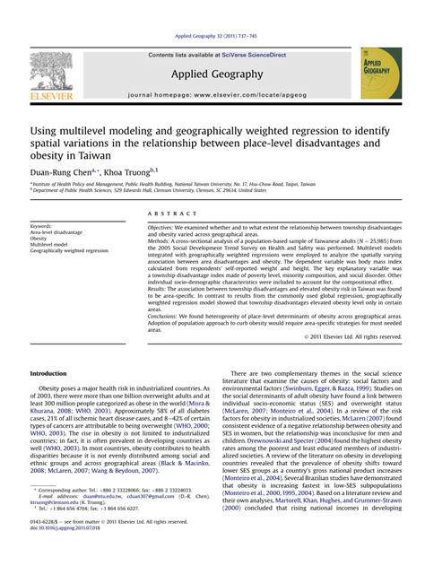 Pdf Using Multilevel Modeling And Geographically Weighted Regression