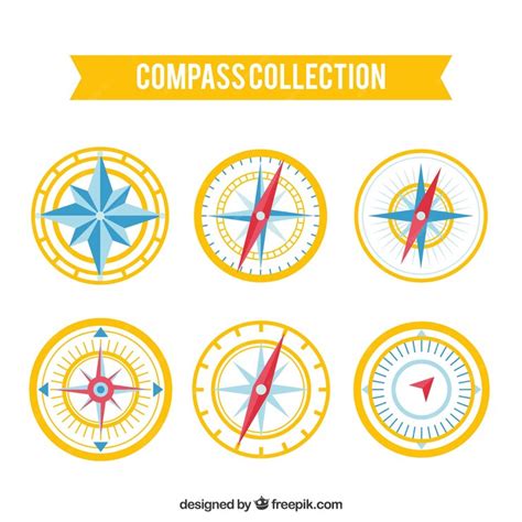 Free Vector Modern Yellow Compass Pack