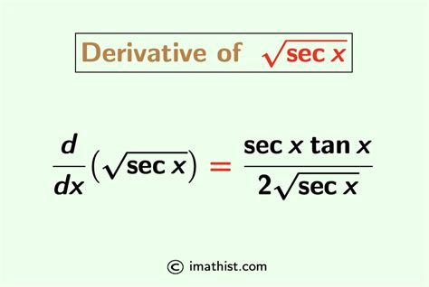 Derivative Of Root Secx By First Principle Imath