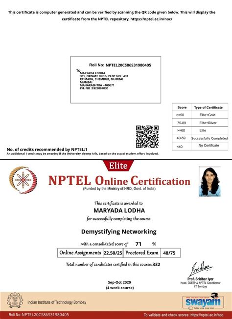 Maryada Lodha On Linkedin Nptel Iitbombay Computernetworking