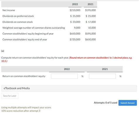 solved compute return on common stockholders equity for