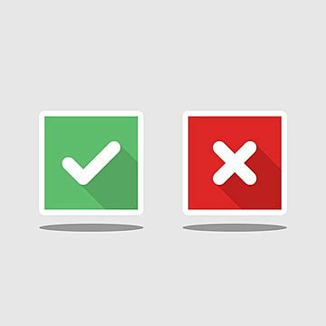 Approval And Rejection Symbols Check And X Marks Tick And Cross Marks