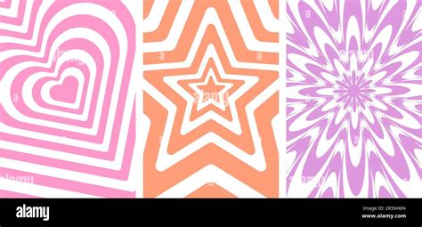 Vector Geometric Vintage Background Waves Swirl Twirl Pattern With Heart Flower Star Stock