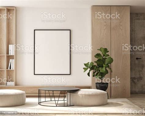 현대적인 인테리어 배경 거실 스칸디나비아 스타일 3d 렌더 3d 일러스트레이션의 포스터 프레임을 모의 거실에 대한 스톡 사진 및 기타 이미지 Istock