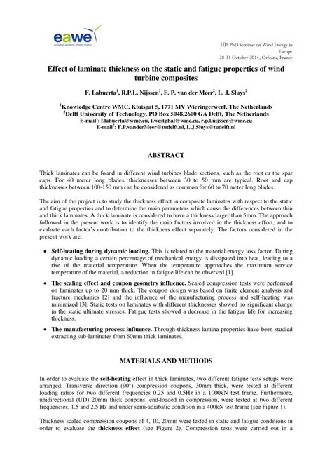 Pdf Effect Of Laminate Thickness On The Static And Fatigue Properties
