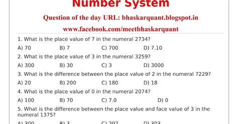 Bhaskar Reddy Ankireddypalli Aptitude Classes Number System Sample Questions