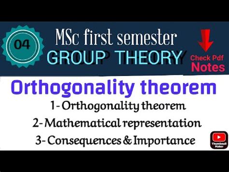 Orthogonality Theorem And It S Importance Mscchemistrynotes Grouptheory Itschemistrytime