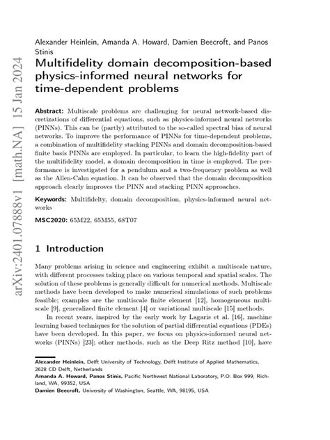 multifidelity domain decomposition based physics informed neural