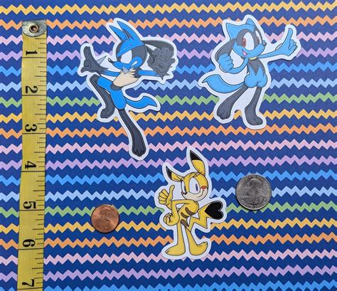 Sonic Adventure Inspired Pokemon Lucario Riolu Pikachu Keychain And