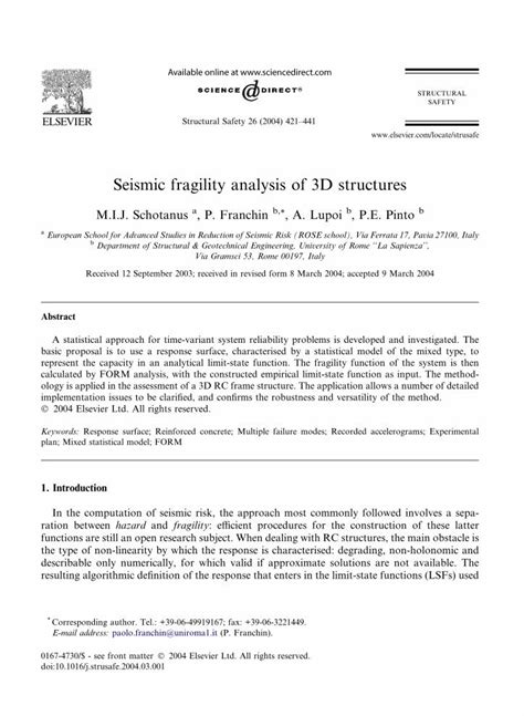 Pdf Seismic Fragility Analysis Of 3d Structures Dokumen Tips