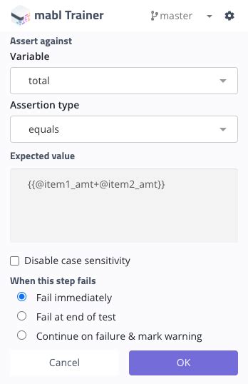 Variable Assertions Mabl Help