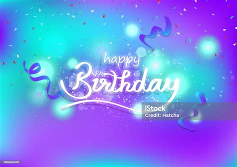 생일 축 하 리본 붓글씨 크리에이 티브 디자인 및 마술 유성 축 하 장식 가벼운 폭발 배경 파티 축제 추상 배경 벡터 일러스트 레이 션 계절에 대한 스톡 벡터 아트 및 기타