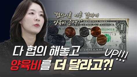 협의이혼한 전 배우자의 양육비 증액청구 100 방어 가능합니다 Youtube