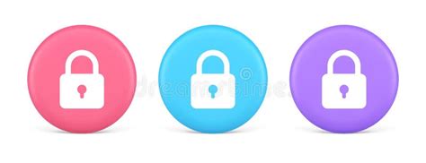 Padlock Locking Web Access Button Password Security Protection Safe Encryption 3d Circle Icon