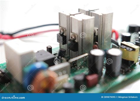 Power Supply Modern Printed Circuit Board With Electronic Components