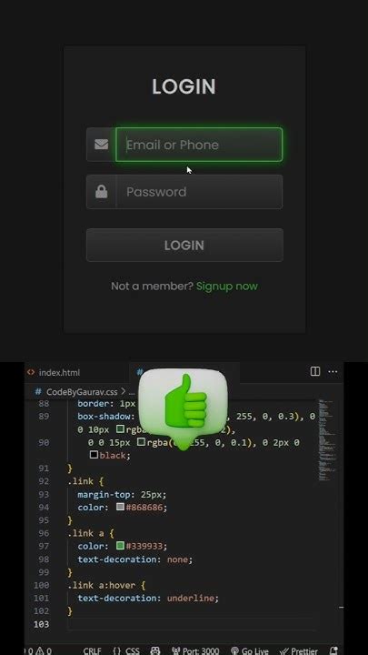 Glowing Login Form Inputs Using Html And Css Webdevelopment Coding