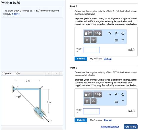 solved problem 16 60 part a the slider block c moves at 11