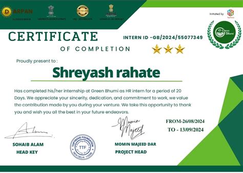 Shreyash Rahate On Linkedin Finally Completed This Internship 💚💫