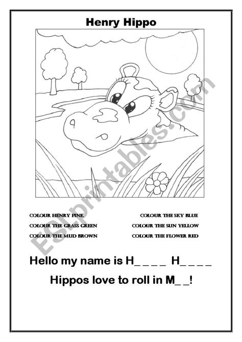 Henry Hippo Esl Worksheet By Lovegrammar