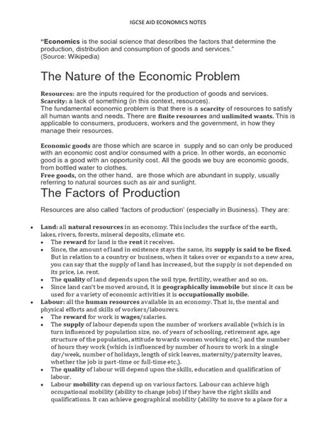 Economics Notes From Igcse Aid Pdf Format Pdf Demand Elasticity Economics