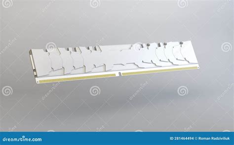 White DDR RAM With Golden Connectors On A Gray Studio Background Stock Illustration