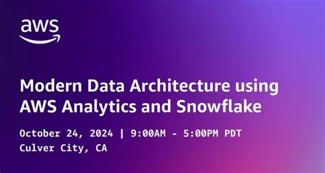 Modern Data Architecture Using Aws Analytics And Snowflake Jody Jk Kirk