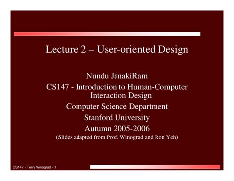 PPT Lecture User Oriented Design Nundu JanakiRam CS PowerPoint Presentation
