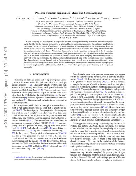 Pdf Photonic Quantum Signatures Of Chaos And Boson Sampling