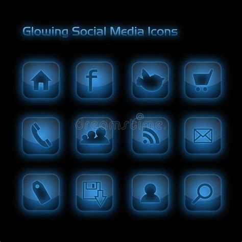 Blue Glowing Social Media Icons Editorial Stock Image Illustration Of Mail Buttons 17211944