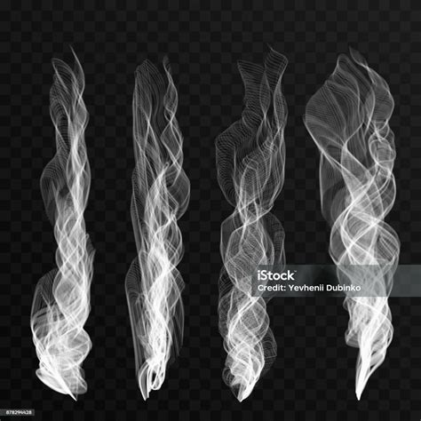 투명 한 배경을 설정 하는 파도 연기 담배 연기 파도 뜨거운 증기 미스 트 개념 기호에 대한 스톡 벡터 아트 및 기타 이미지