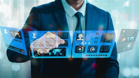 data analysis on a futuristic virtual interface screen a man