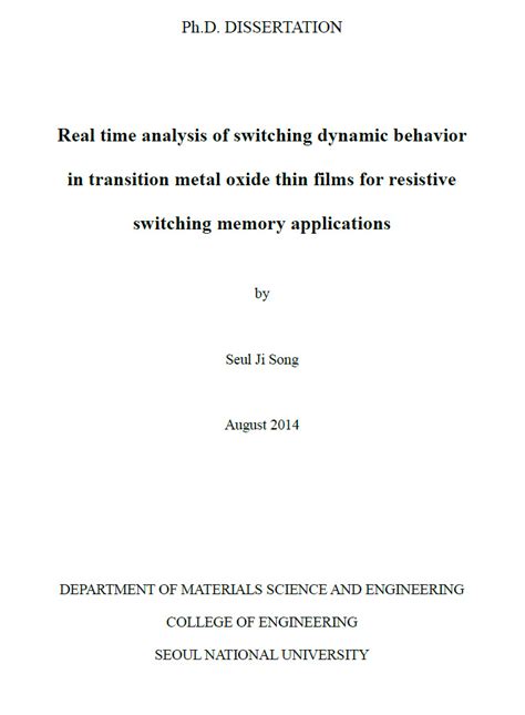 Real Time Analysis Of Switching Dynamic Behavior In Transition Metal