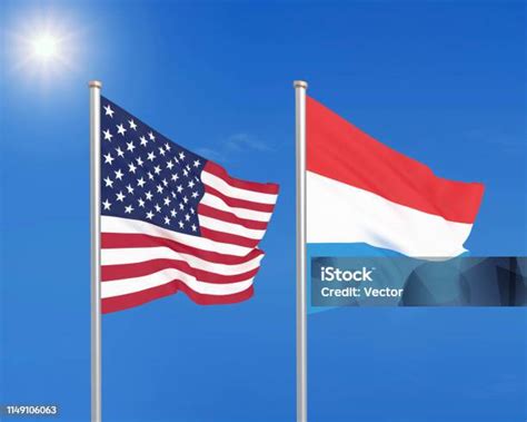 미국 Vs 룩셈부르크 미국과 룩셈부르크의 두꺼운 컬러 부드러운 깃발 하늘 배경에 3d 그림입니다 일러스트 0명에 대한 스톡 사진 및 기타 이미지 Istock