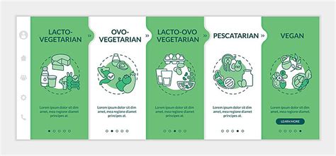 Types Of Vegetarian Diets Onboarding Vector Template Light Vegan Fruit Vector Light Vegan