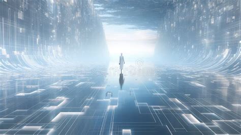 Futuristic Data Stream White Stock Illustration Illustration Of Ethereal Interface 372957839