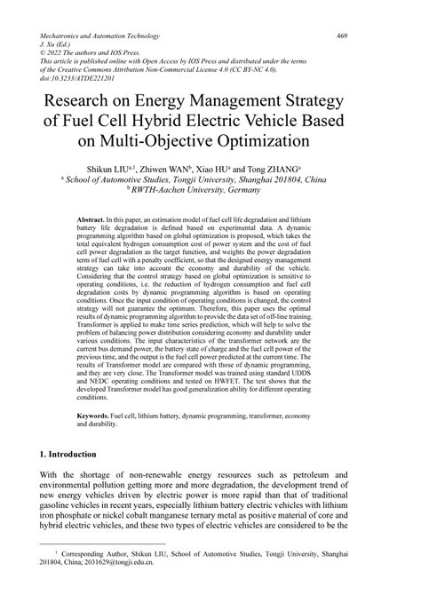 PDF Research On Energy Management Strategy Of Fuel Cell Hybrid Electric Vehicle Based On Multi