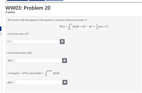 Solved The Function F T That Appears In This Question Is A Chegg Com