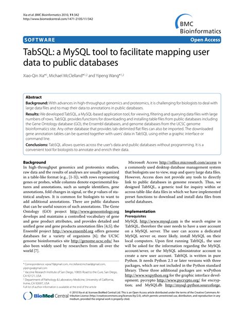 Pdf Tabsql A Mysql Tool To Facilitate Mapping User Data To Public Databases