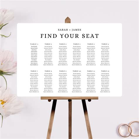 Minimalist Seating Chart Instant Download Editable Seating Chart