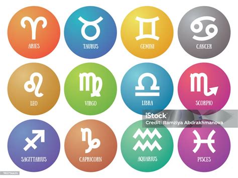 조디악 징후 물병자리 천칭 자리 레오 황소 자리 암 물고기 자리 처녀자리 염소 자리 궁수자리 양자리 쌍둥이 자리 전갈 자리 점성 학 캘린더 컬렉션 십이 궁 색 벡터