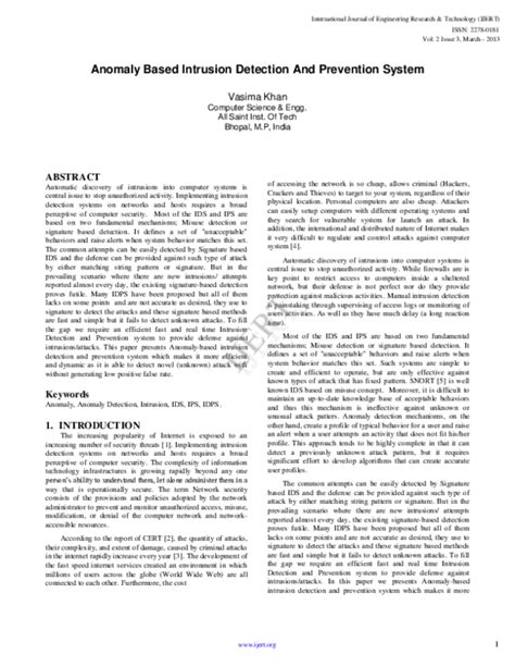 pdf ijert anomaly based intrusion detection and prevention system