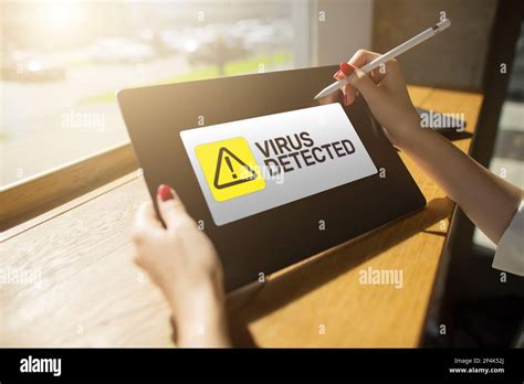 Virus Detected Warning Message On Screen Cyber Security Breach Data Protection Internet And