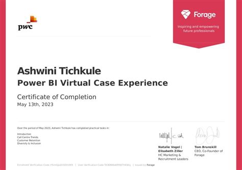 Powerbi Dataanalysis Experience Pwc Visualization Training Ashwini Tichkule