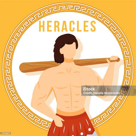 헤라클레스 오렌지 소셜 미디어 게시물 모형 고대 그리스 영웅 신화적인 인물 웹 배너 디자인 템플릿입니다 소셜 미디어 부스터 콘텐츠 레이아웃 포스터 플랫 일러스트가 있는 인쇄