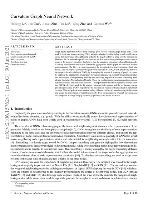 Pdf Curvature Graph Neural Network
