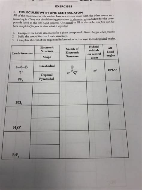 Solved Exercises I Molecules With One Centralatom All Of