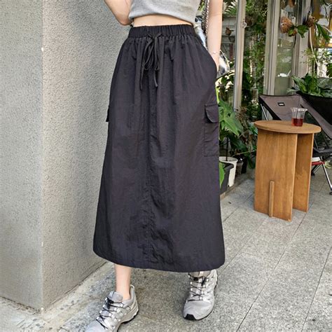 유어모멘트 바스락 봄 여름 밴딩 롱 미디 치마 스커트